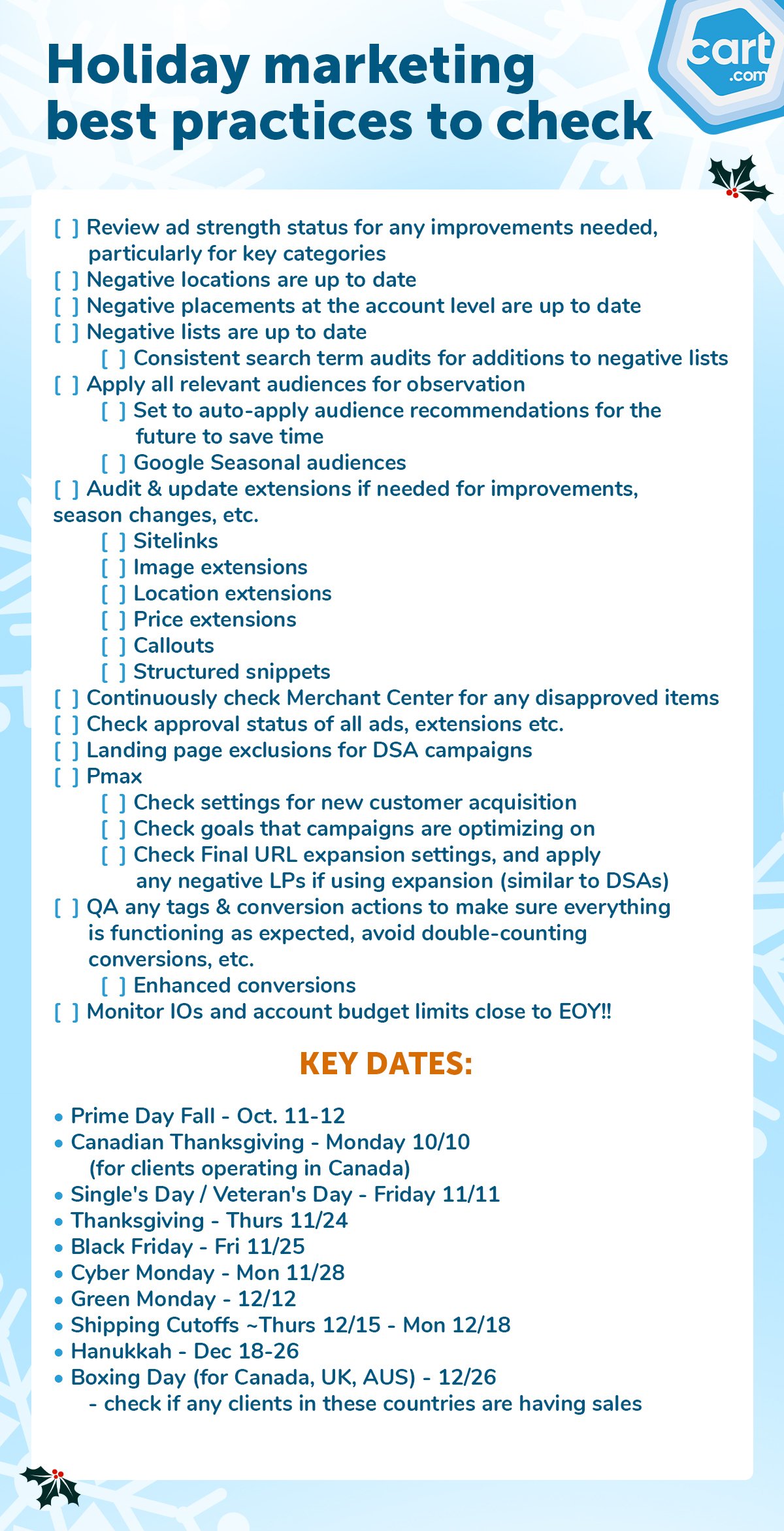 The ultimate ecommerce marketing holiday checklist | Cart.com